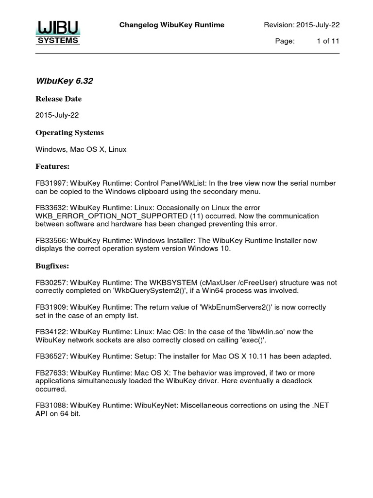 WK Changelog User en PDF | PDF | Operating System | Installation (Computer Programs)