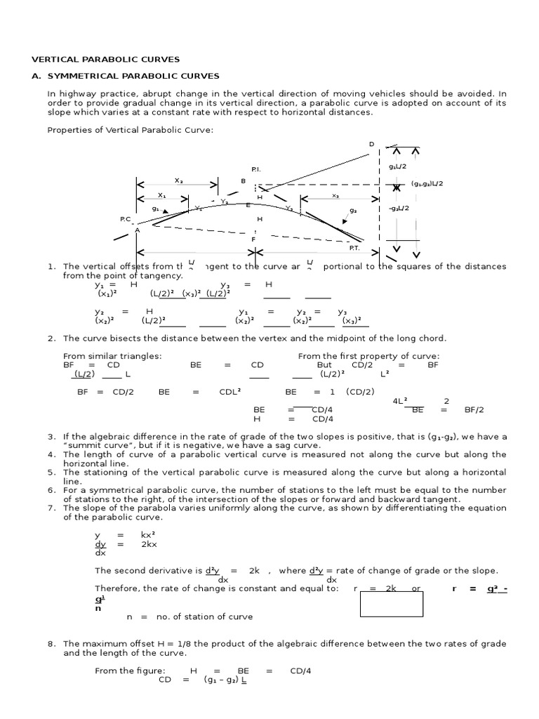 Vertical Parabolic Curves | PDF | Slope | Elementary Mathematics