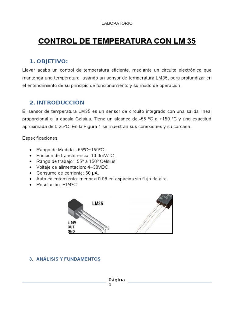 Control de temperatura con sensor LM35 mediante circuito electrónico de ...