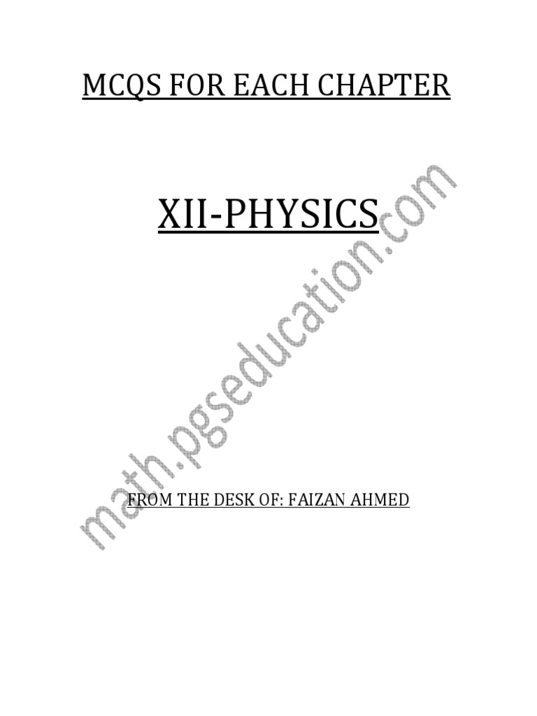 XII Phy Mcqs Physic Question | PDF | Photoelectric Effect | Capacitor