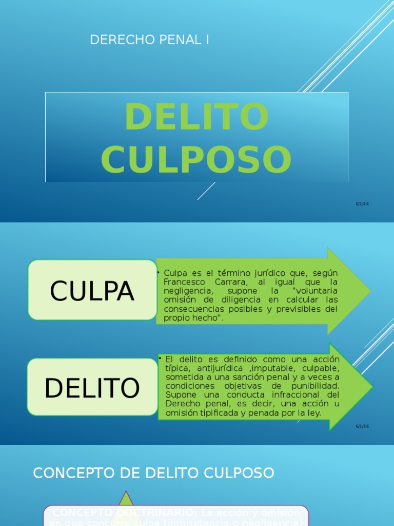 Delito Culposo: Conceptos y Tipos | PDF | Intención (Derecho Penal ...