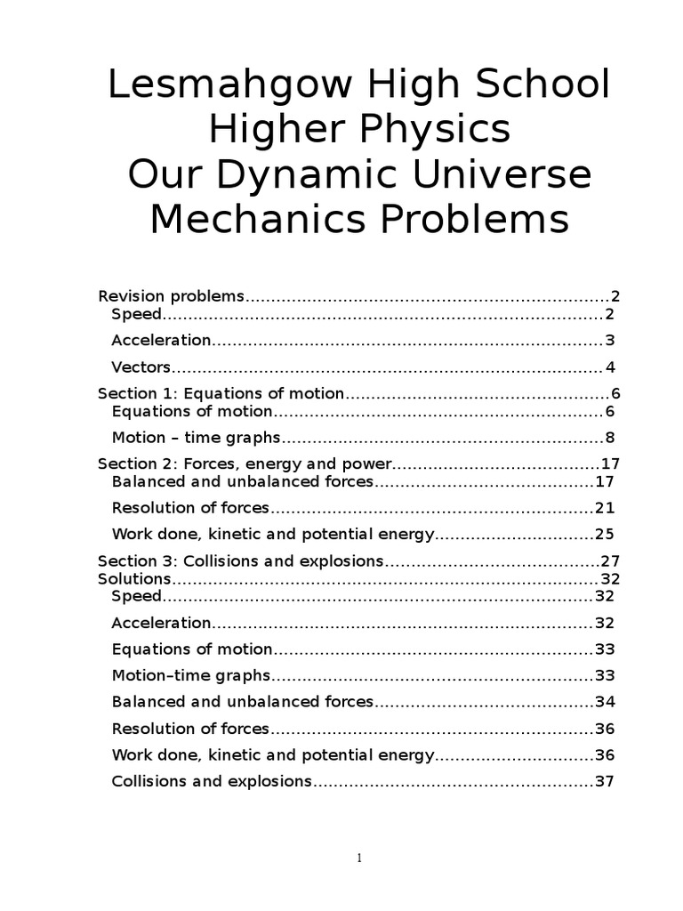 ODU Mechanics Questions o Level A Level Physics | PDF | Collision | Force