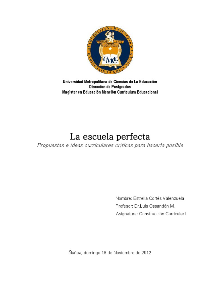 La Escuela Perfecta | PDF | Plan de estudios | Verdad