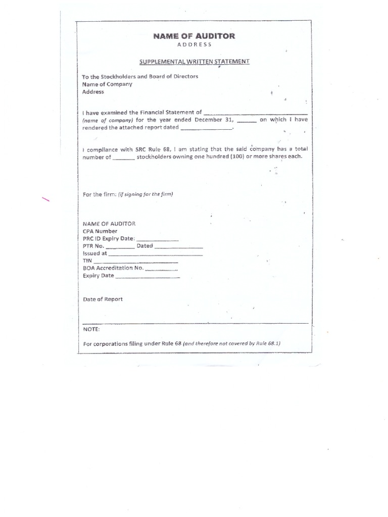 Supplemental Written Statement Format | PDF
