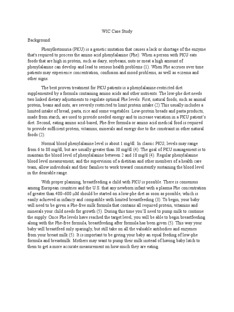 WIC Case Study | PDF | Phenylalanine | Breastfeeding