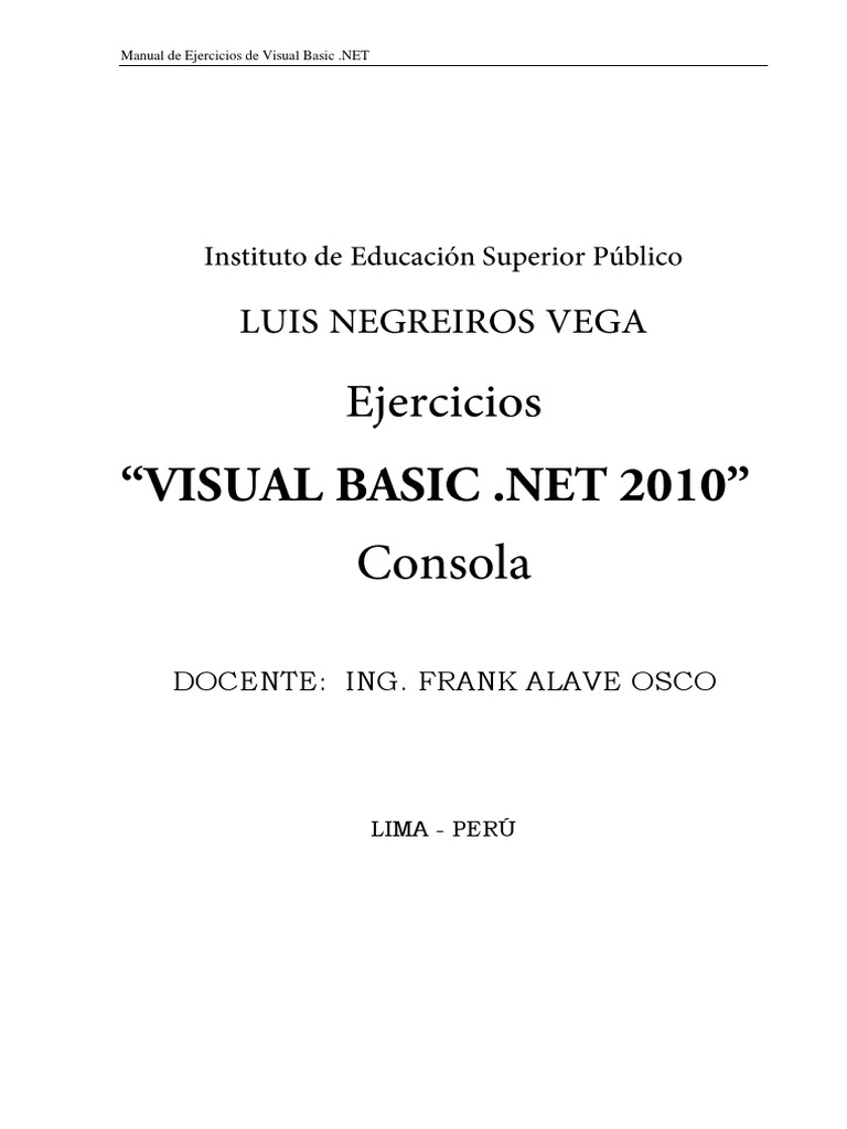 Ejercicios de Visual Basic - Net - Consola PDF | PDF | Interfaz de línea de comando | Básico