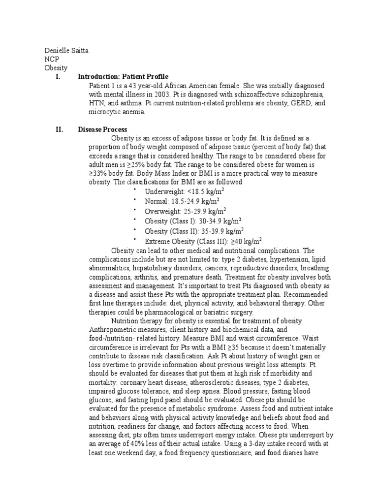 Obesity Case Study | PDF | Obesity | Weight Loss