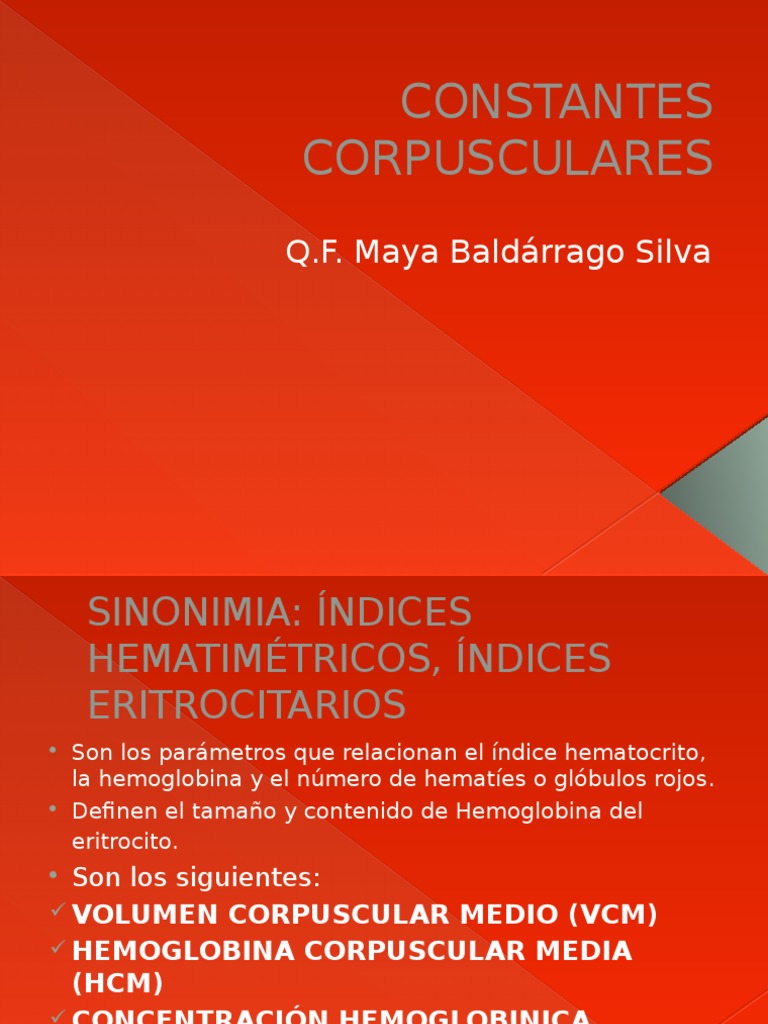 Constantes Corpusculares | PDF | Glóbulo rojo | Anemia