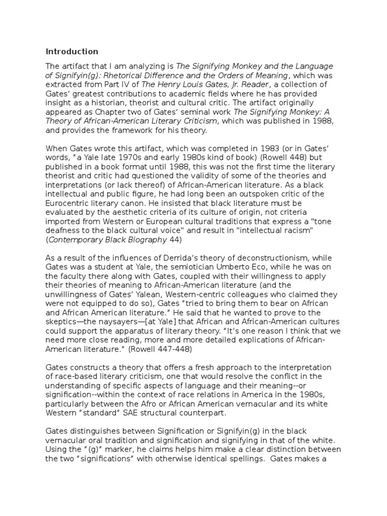 Gates Signifying Monkey | PDF | Rhetoric | Linguistics