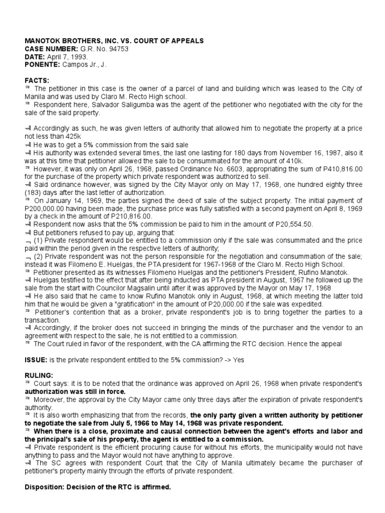 Agency Case Digest | PDF | Law Of Agency | Insurance