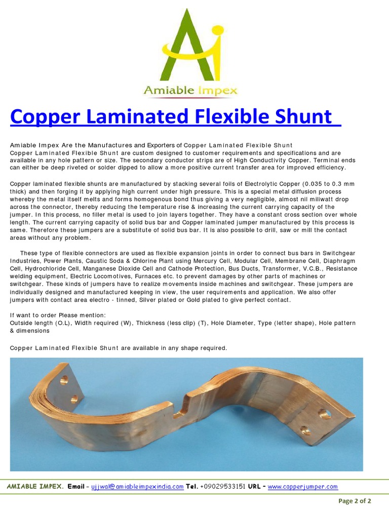 Copper Laminated Flexible Shunts Overview | PDF | Copper | Electrical ...