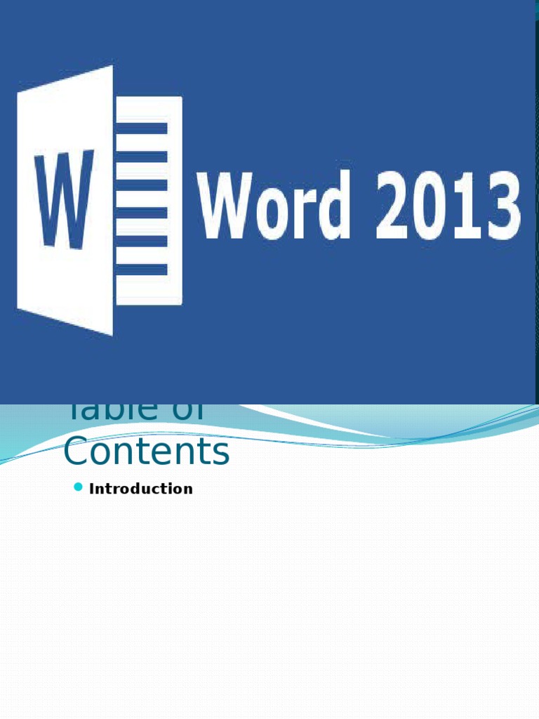 MS Word 2013 Presentation | PDF | Microsoft Word | Word Processor