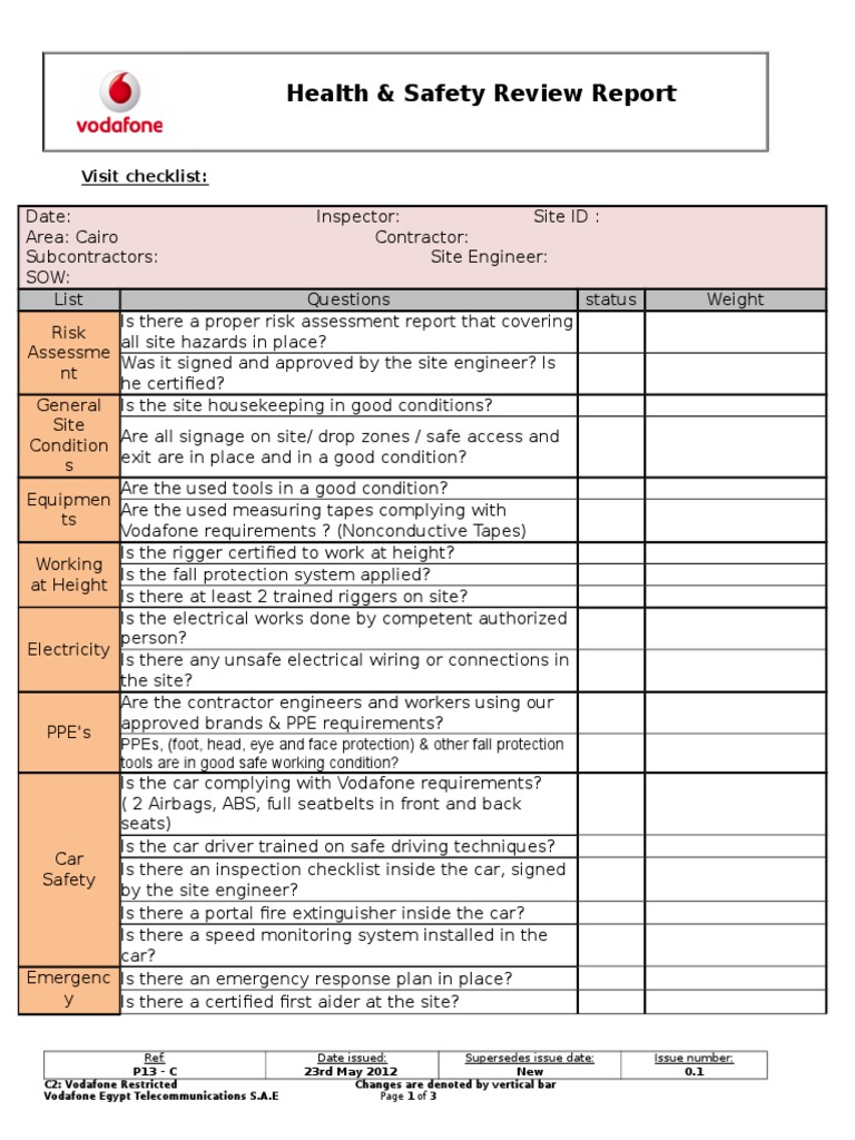 Health & Safety Inspection Report | PDF