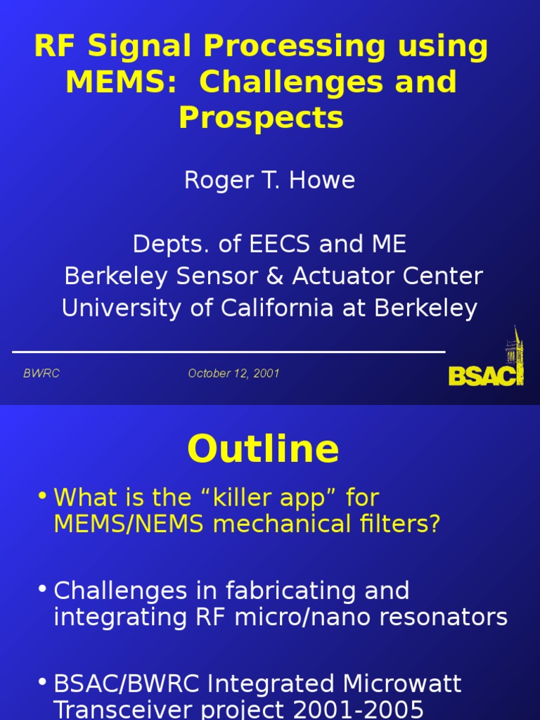 RF Signal Processing Using MEMS: Challenges and Prospects | PDF ...