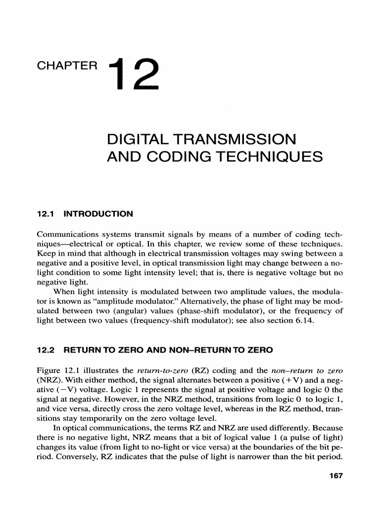 Digital Transmission and Coding Techniques: Return-To-Zero Non-Return ...