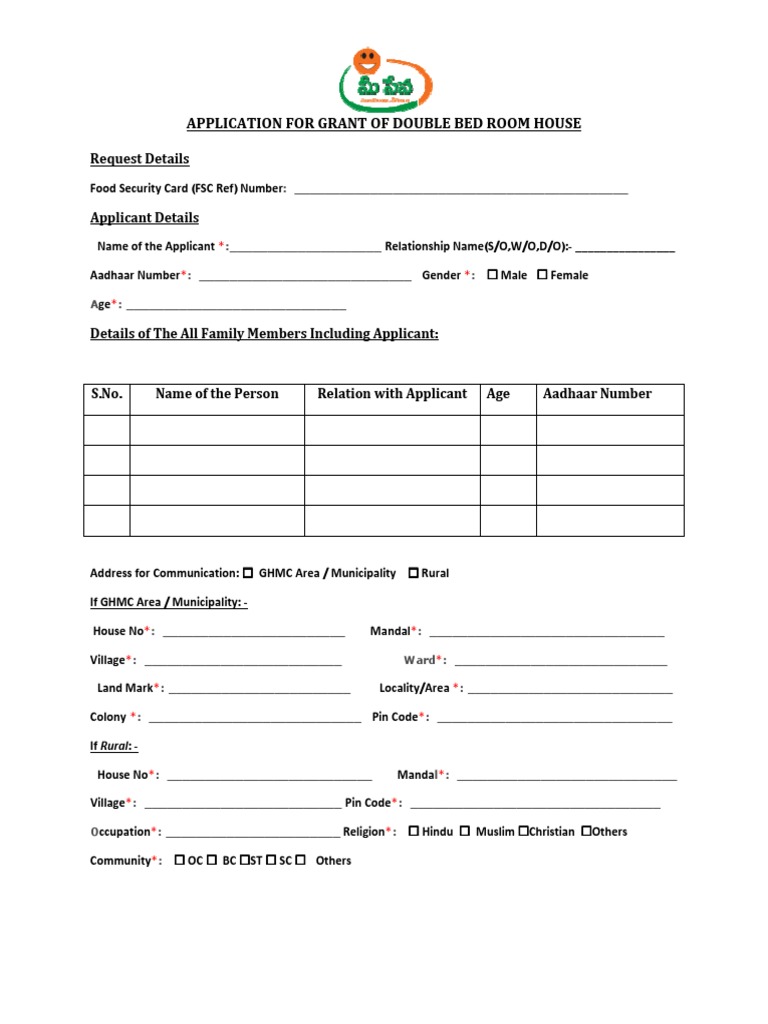 Microsoft Word - Application For Grant of Double Bed Room House ...