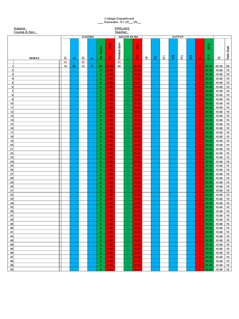 Sample Class Record Template Pdf Behavior Modification Learning