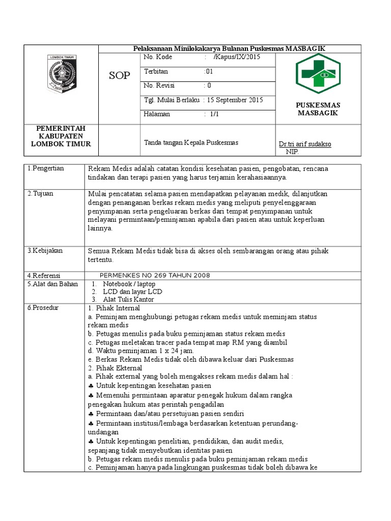 Sop Rekam Medis - Perumperindo.co.id