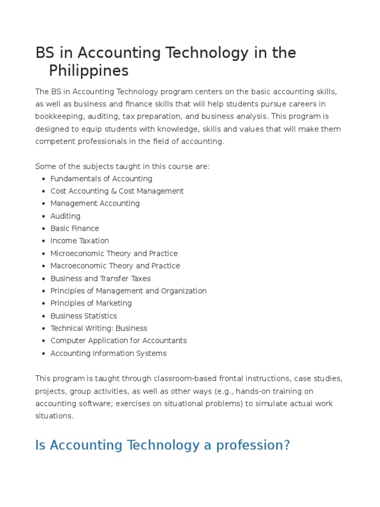 BS in Accounting Technology in The Philippines | PDF | Internal Audit ...