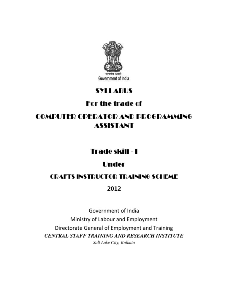 Syllabus For The Trade of Computer Operator and Programming Assistant ...