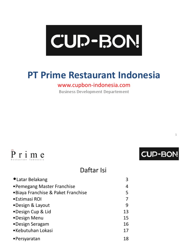 Proposal Franchise Cup Bon | PDF