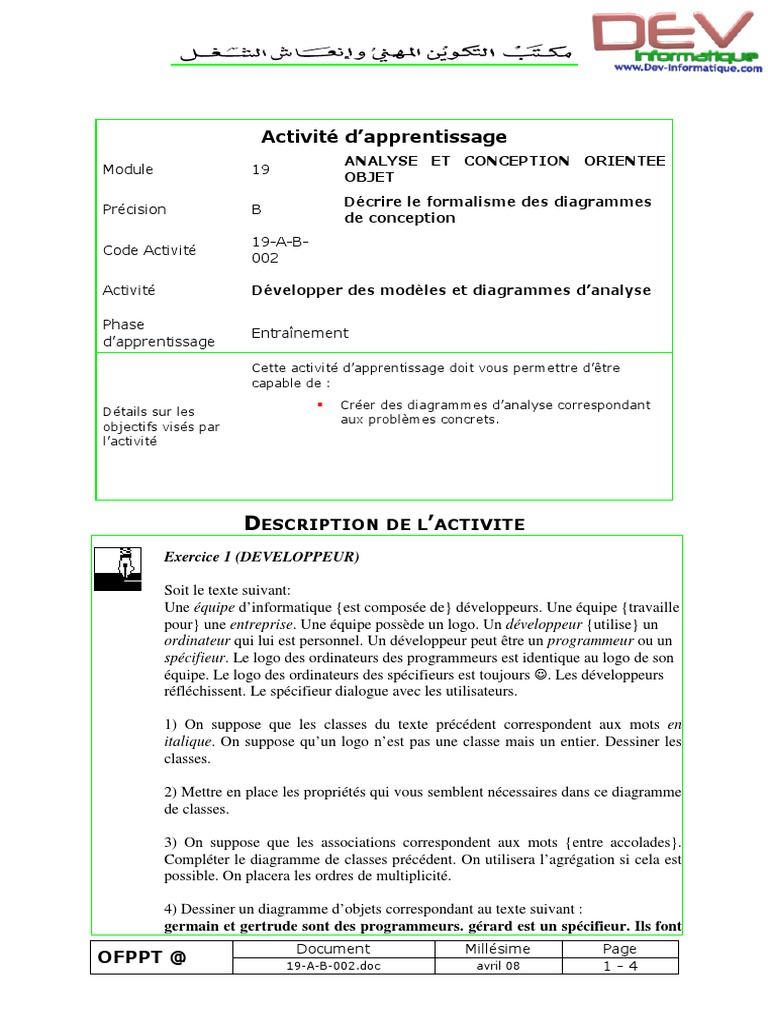 4 Exercices UML Développer Des Modèles Et Diagrammes D'analyse PDF ...