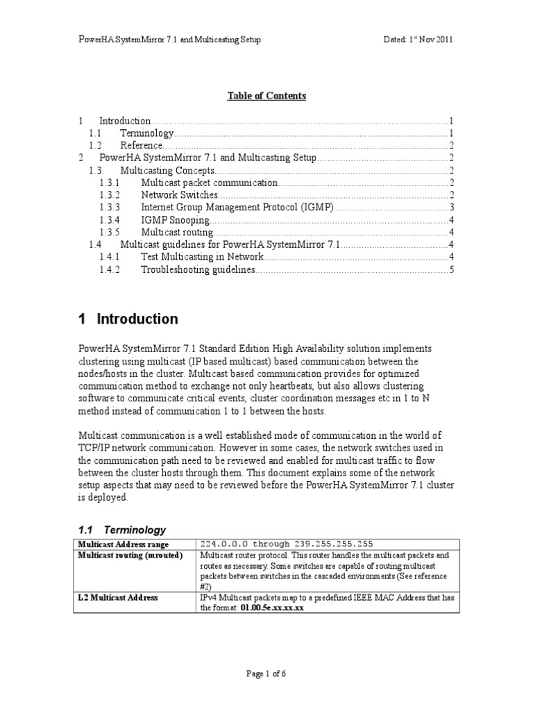 PowerHA 7 1 and Multicast v1 | PDF | Network Switch | Multicast