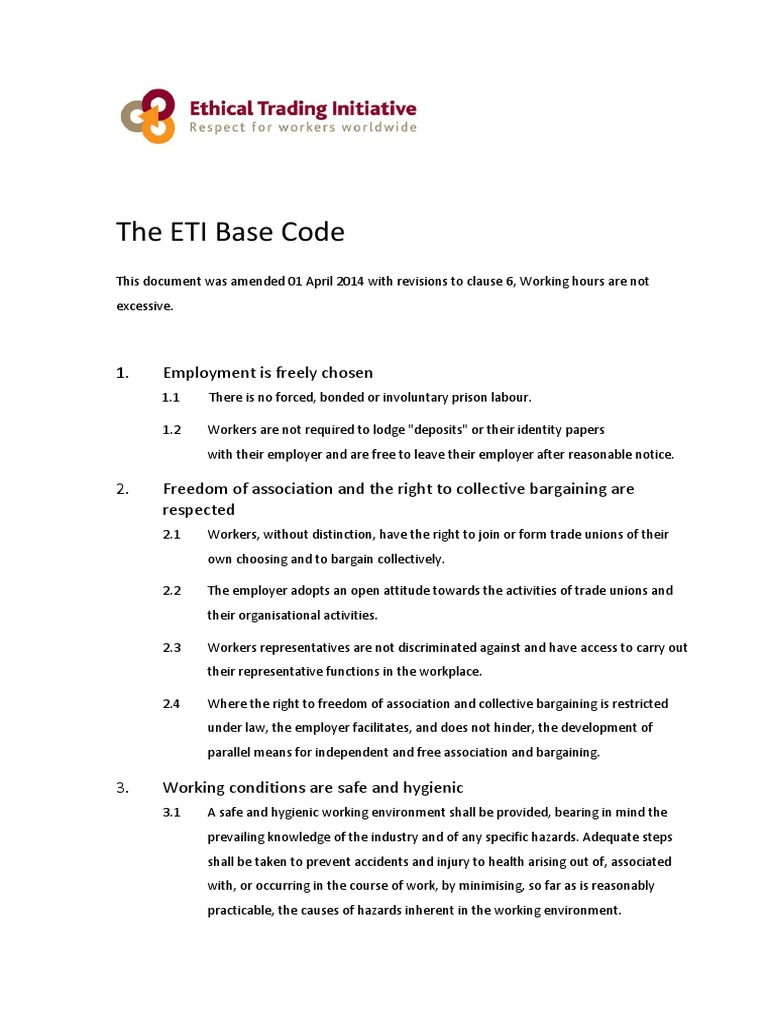 Eti Base Code English | PDF | Overtime | Child Labour