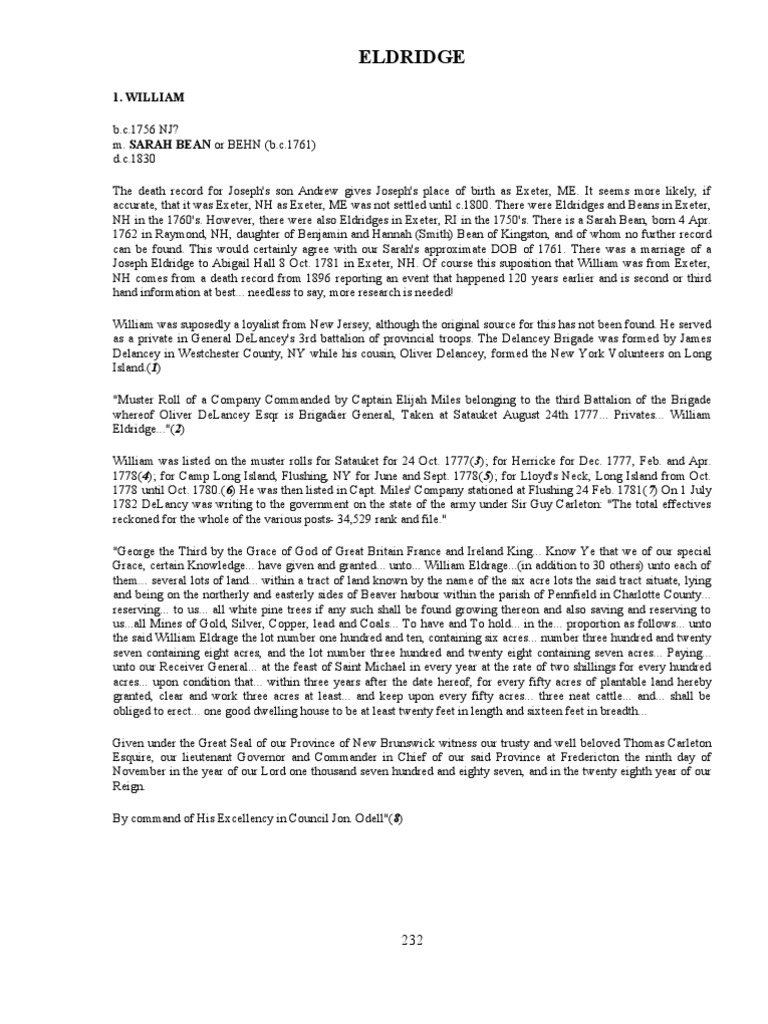 Eldridge Genealogy | PDF