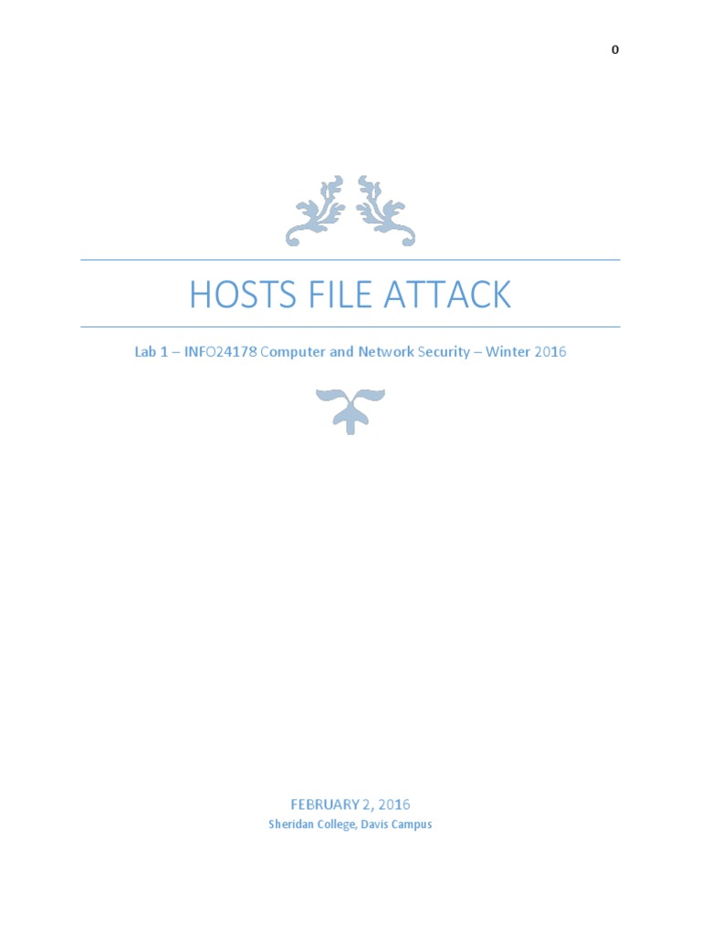 Hosts File Attack Lab 1 Info24178 Computer And Network Security Winter 2016 Pdf Domain