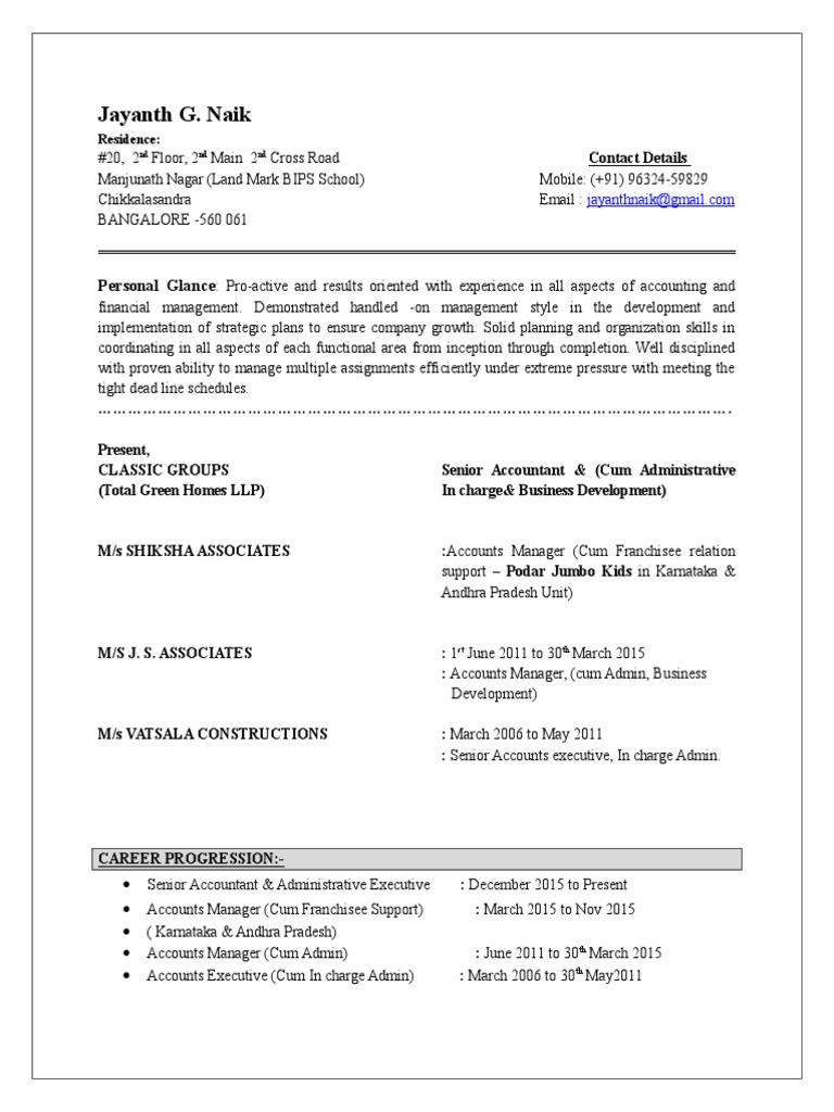 Resume - Jayanth | PDF | Bangalore | Taxes