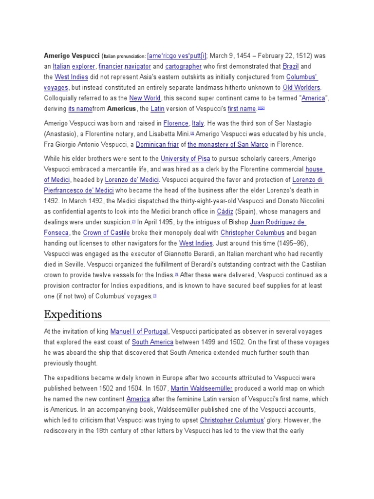 Amerigo Vespucci | PDF | Exploration | Geography