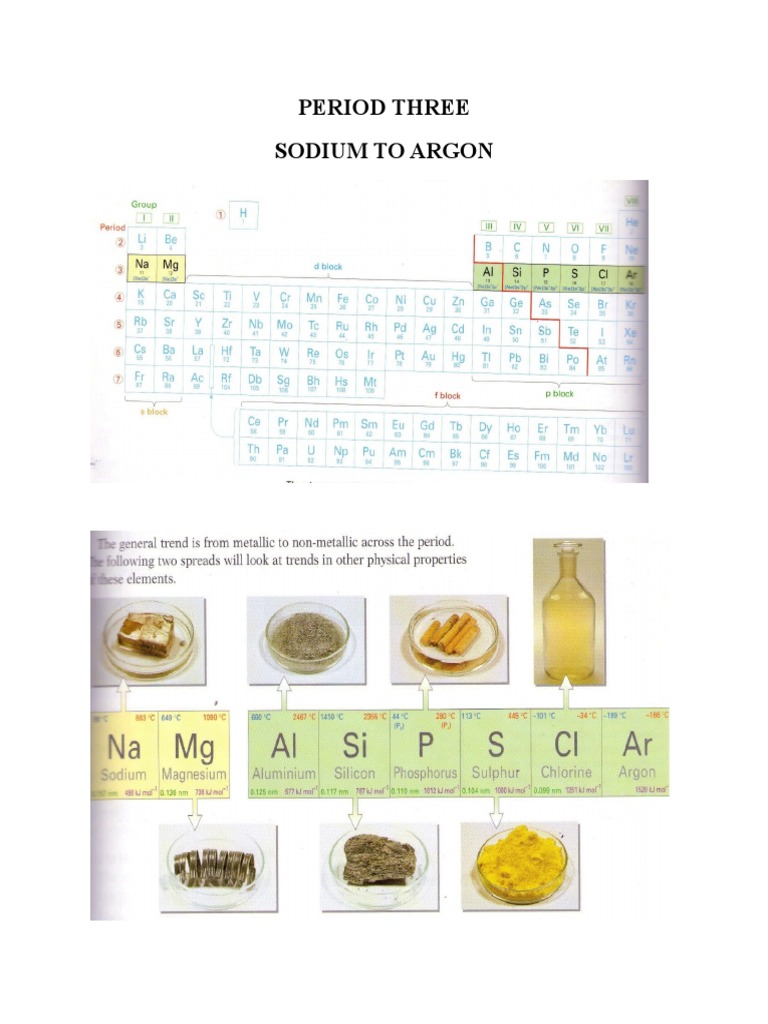 Period Three Sodium To Argon | PDF | Oxide | Chemical Bond