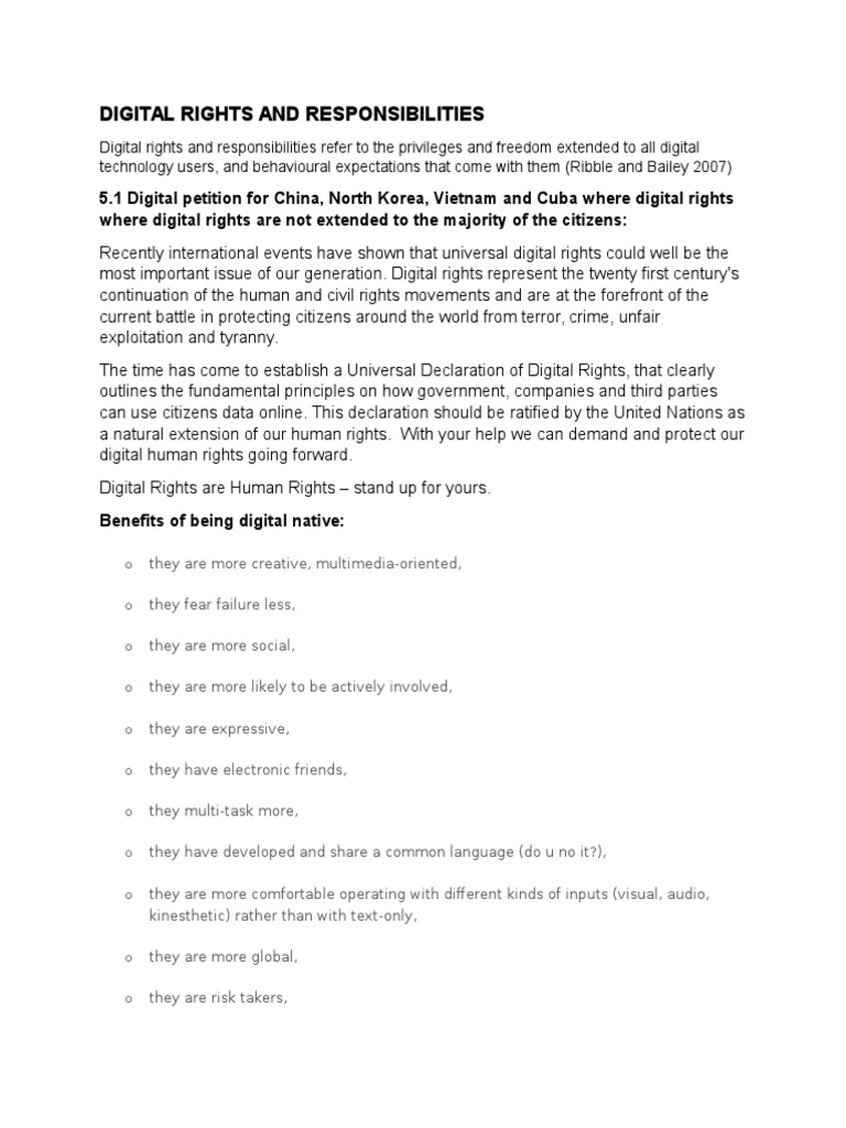 Understanding Digital Rights & Responsibilities | PDF | Digital Rights ...
