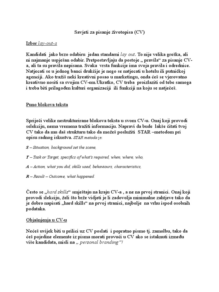 Savjeti Za Pisanje - Ivotopisa | PDF