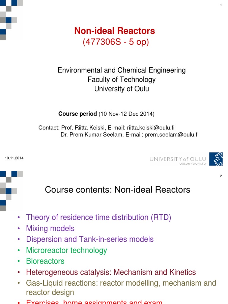 477306S Introduction Non-Ideal Reactors | PDF | Chemical Reactor | Chemical Reactions