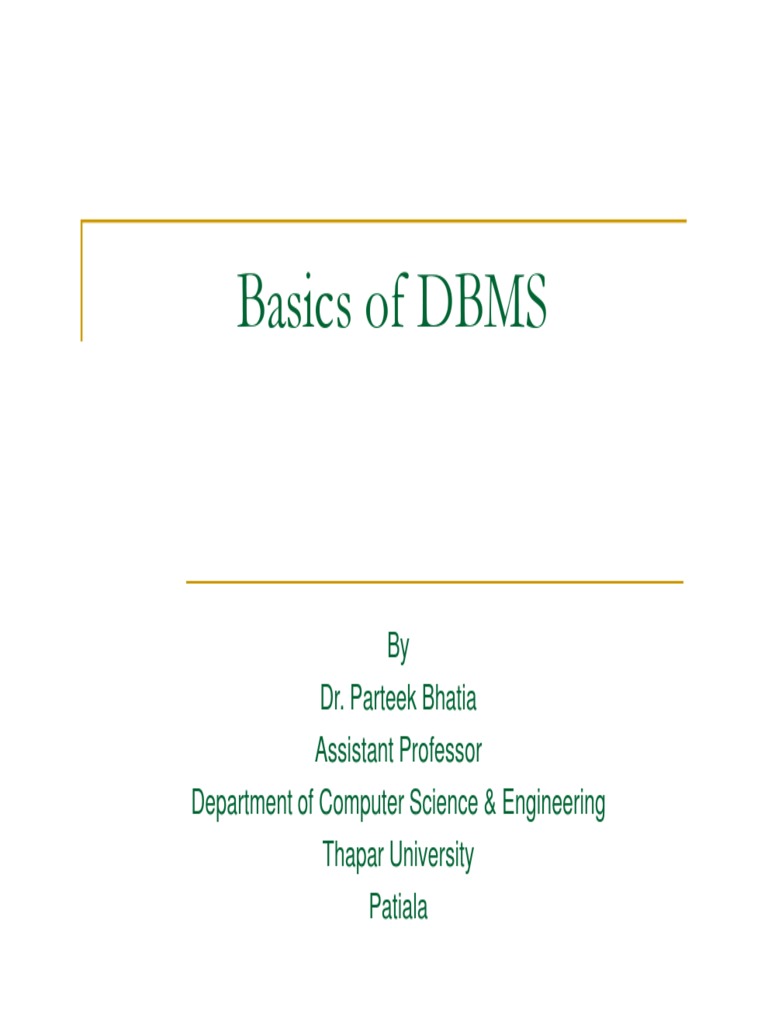 Chapter 1 Basics of DBMS PDF | Download Free PDF | Databases | Computer ...