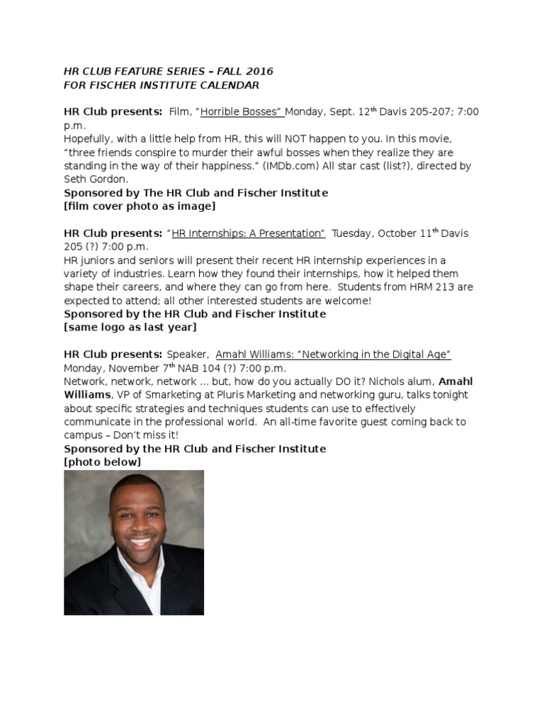 HR Club Feature Series f2016 | PDF | Career & Growth