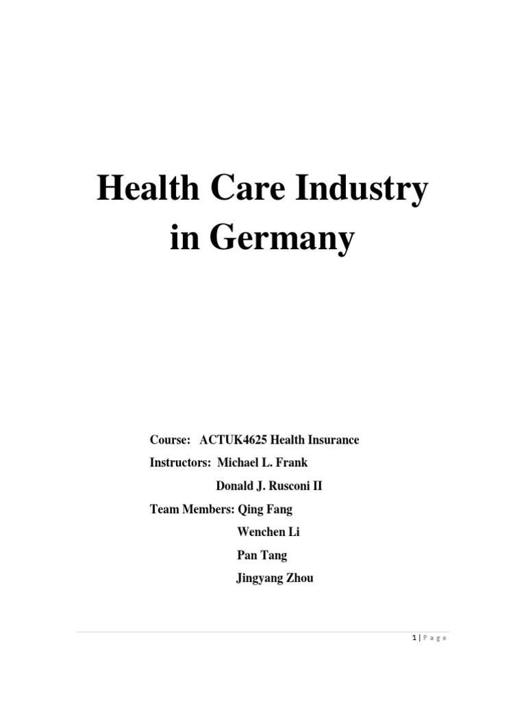 Health Care: Germany | PDF | Health Economics | Insurance