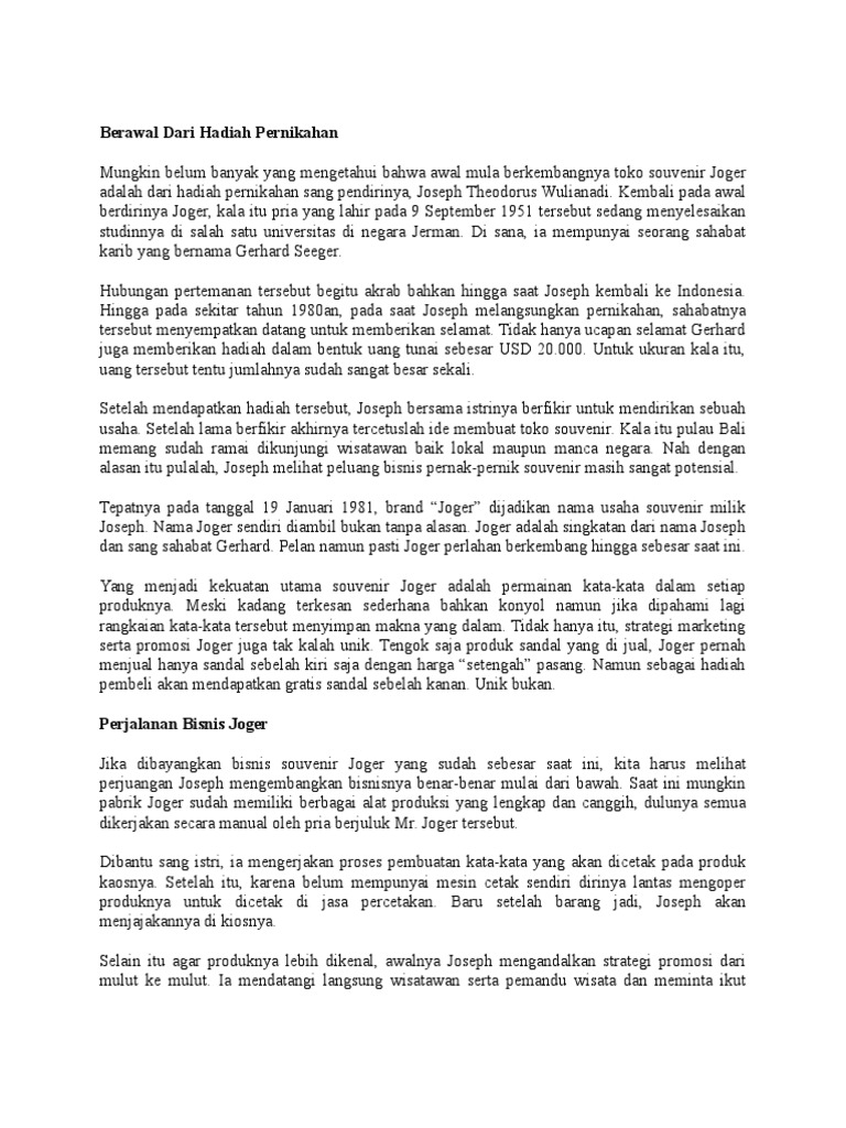 Sejarah dan Kisah Sukses Joger Bali | PDF | Hukum