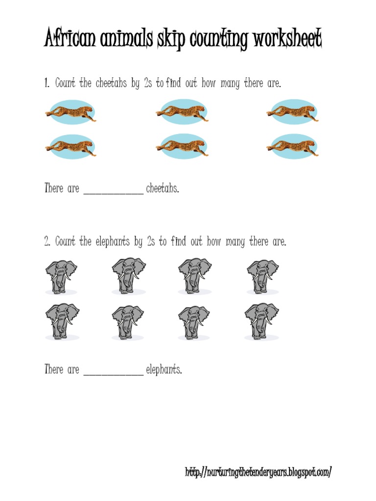 African Animals Skip Counting Guide | PDF