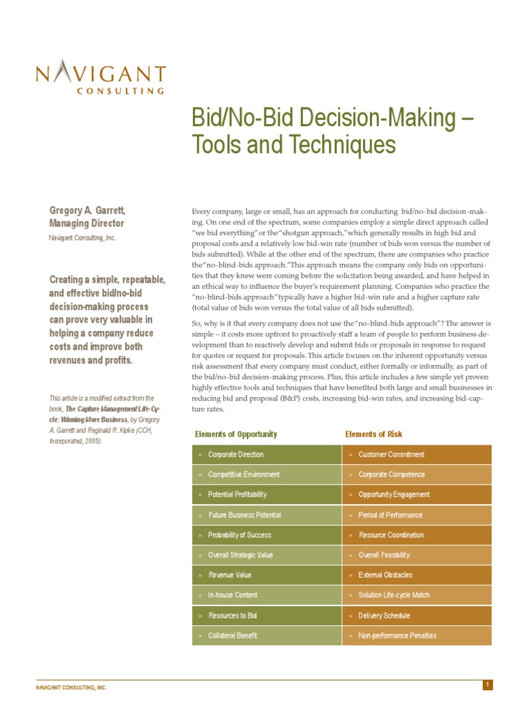 Bid No Bid Decision Making T Government - Ashx | PDF