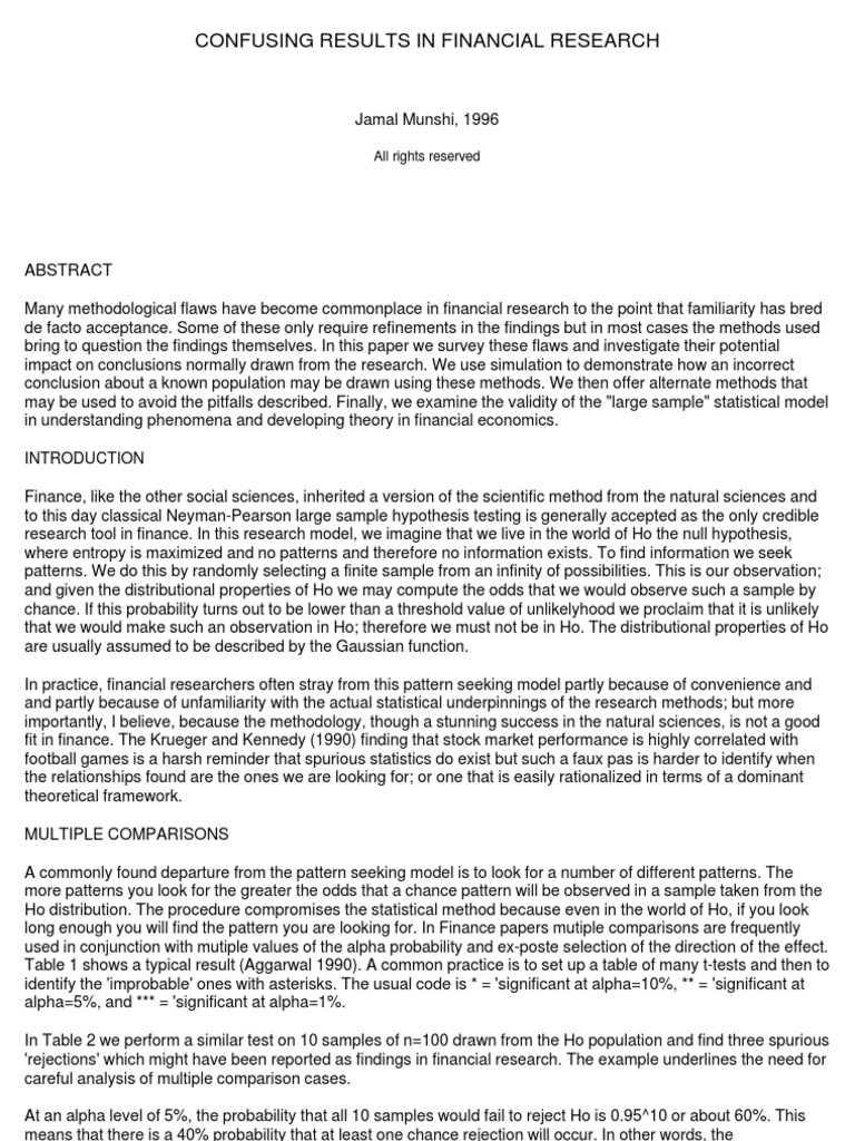 Confusing Results in Financial Research | PDF | Beta (Finance) | Linear ...