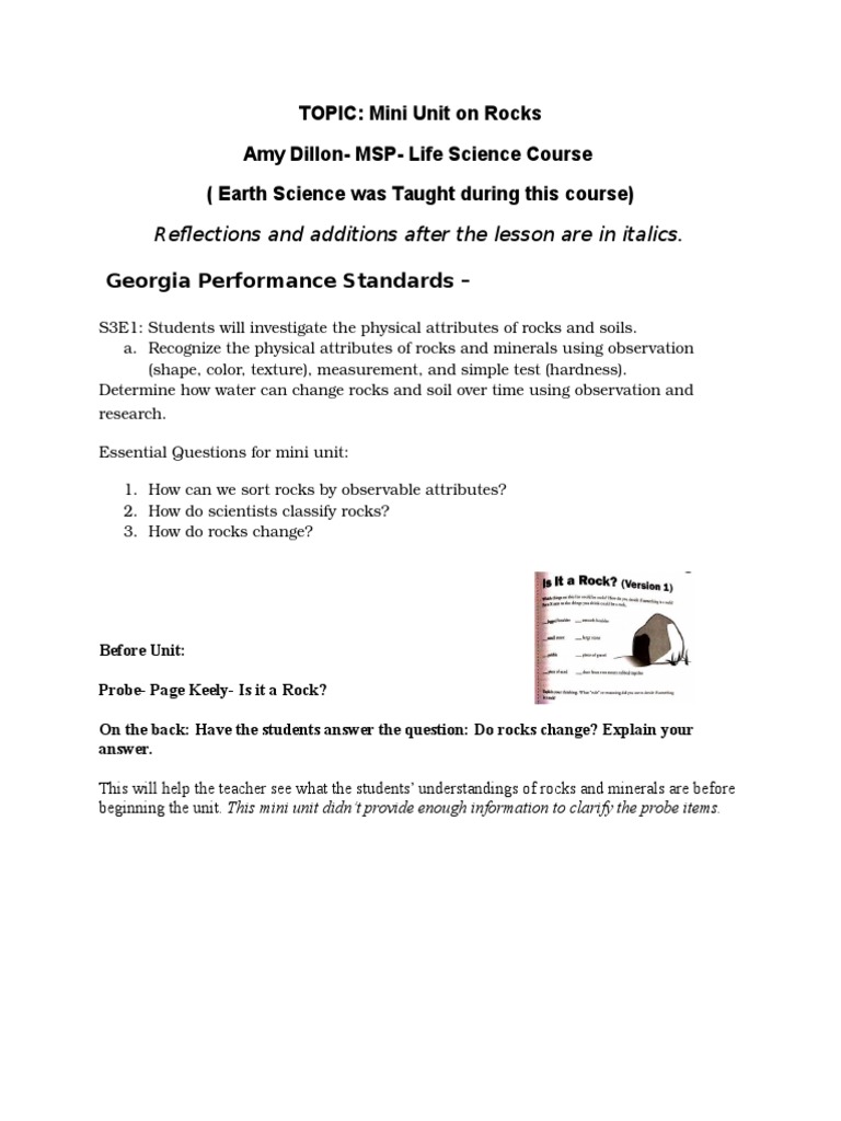 Mini Unit on Rocks for 3rd Grade Science | PDF | Rock (Geology) | Magma