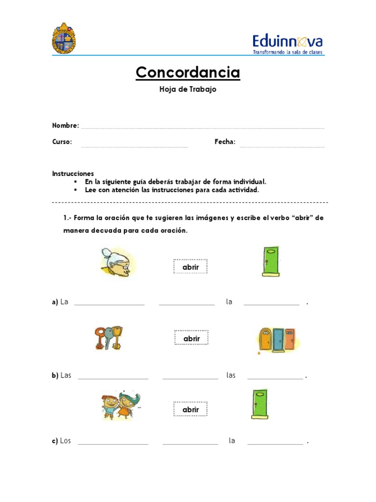 Ejercicios de Concordancia y Verbos | PDF