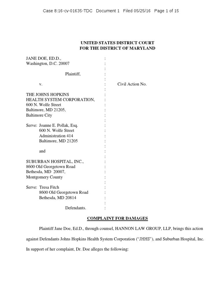 United States District Court For The District of Maryland | PDF ...