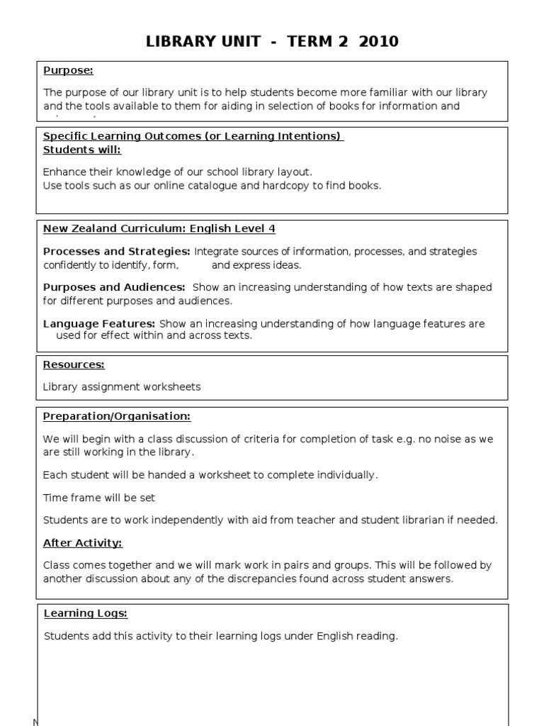 Library Assignment Pdf School Library Books 4092