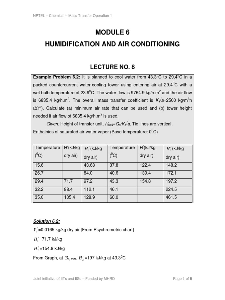 Humidification and Air Conditioning: Lecture No. 8 | PDF | Mechanics ...
