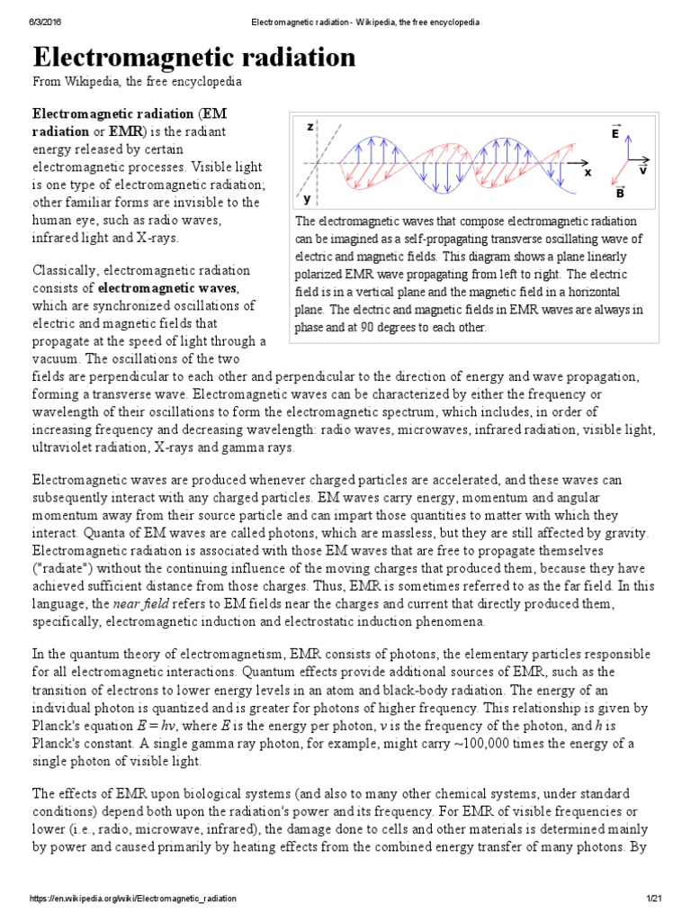 Electromagnetic Radiation | PDF | Electromagnetic Radiation | Photon