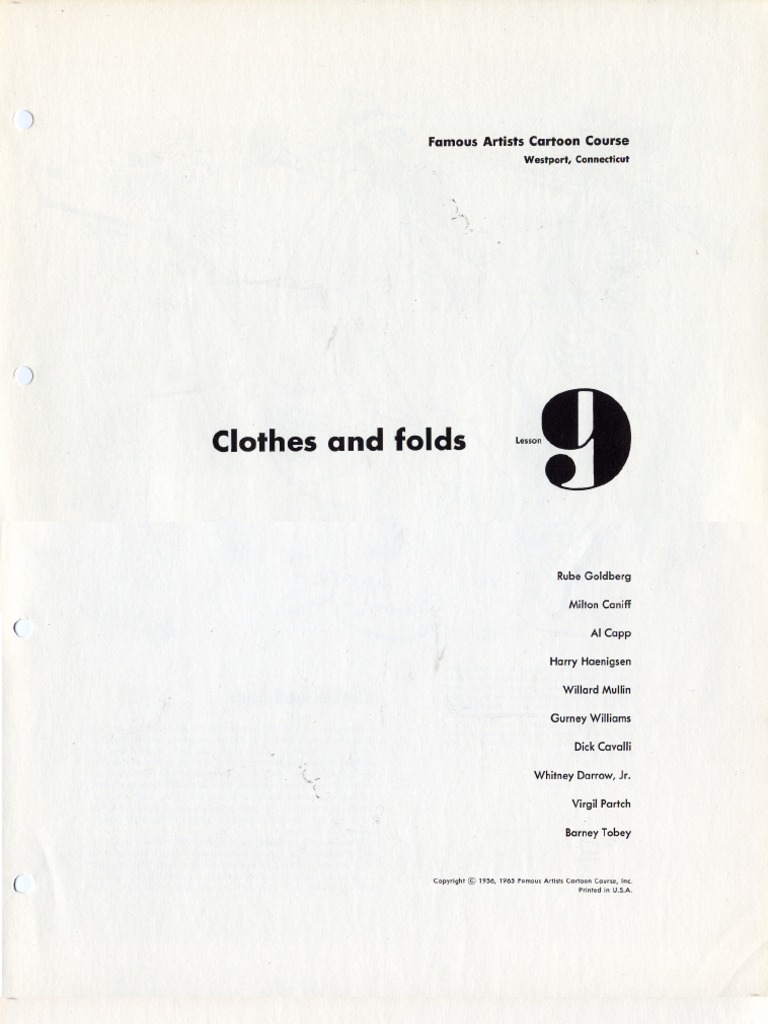 Famous Artists Cartoon Course: Lesson 9 - Clothes and Folds | PDF